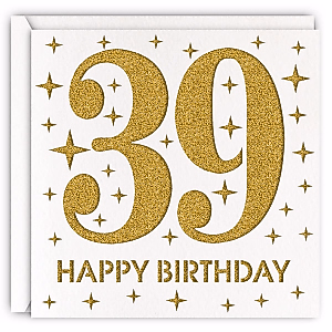 MAGJUCHE Gold 39th Birthday Card, Laser Cut Glitter Woman Man Age 39 Gift For Wife, Sister
