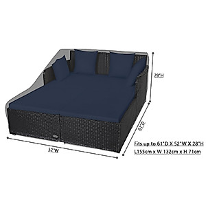 WORUO Outdoor sunbed waterproof cover, heavy-duty rattan sofa chair cover, 600D tear resistant, UV resistant, waterproof courtyard furniture cover, black