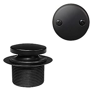Westbrass R93-2-62 1-1/2" Coarse Thread Tip-Toe Bathtub Drain Trim Set with 2-Hole Overflow Faceplate, Matte Black