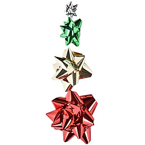 120 Christmas Bows Self Adhesive for Presents Wreaths Wrapping Holiday Gifts Includes Large Medium Small and Mini Sizes in Red Green Silver and Gold 24 of 4", 30 of 3", 30 of 2",and 36 1" Bows