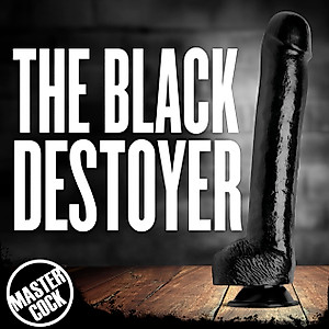 Master Series The 16.25 Inch Colossus Dildo with Suction Cup Base, Extra Large Lifelike and Realistic Thick Toy for Women, Men, and Adult Couples, Made with Flexible and Firm PVC Material, Black