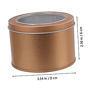 Coffee Tins 4 Pcs Boxes Tin Box with Window Container with Lid Mini Food Containers Cookie Containers Metal Box with Lid Small Tin Box Cake Boxes Cupcake Packaging Container