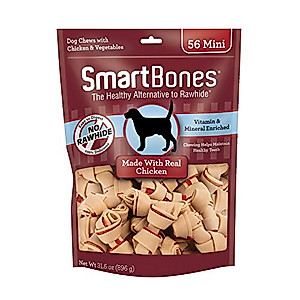 SmartBones Mini Bones with Real Chicken 56 Count, Rawhide-Free Chews for Dogs, SBC-00458