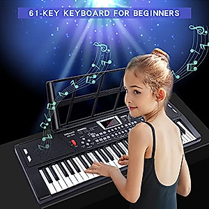 biikoosii 61 key piano keyboard,keyboard piano for beginners keyboard piano with built-in dual speakers and microphone portable digital electric piano