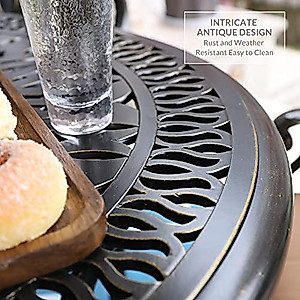 VIVIJASON 5-Piece Outdoor Patio Dining Set, All-Weather Cast Aluminum Conversation Set, Patio Furniture Set for Balcony Lawn Garden Backyard, Include 4 Chairs, a 35.4 inch Round Table w/Umbrella Hole