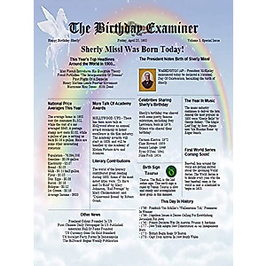 Historical Customized Personal Birthday Examiner Newspaper Chronical Art Print for the Day You Were Born from 1900 to 2020 (Heavenly Light)