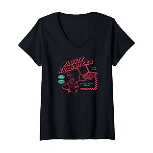 Amazon Essentials Womens SpongeBob SquarePants Mr. Krabs Krusty Krab Pizza V-Neck T-Shirt