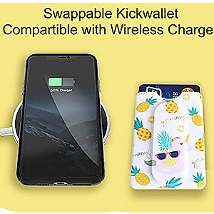 CHEAP SUNDAY Detachable Cell Phone Wallet Mobile Phone Kickstand Finger Grip Stand, Selfie and Hand-Free Wireless Charging Compatible for iPhone and Smartphones (Pineapple)