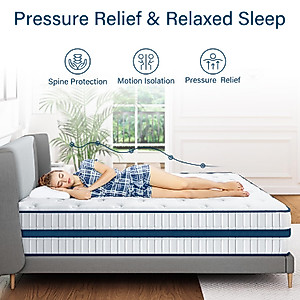 Maxzzz King Mattress, 10 Inch King Size Mattress in A Box Pressure Relief & Supportive, with Gel Memory Foam & Pocket Coils for Motion Isolation & Cool Sleep, Us-Made, Medium Firm Feel