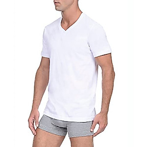 2(X)IST mens Essential Cotton V-neck T-shirt 3-pack Base Layer Top, White Natural, Large US