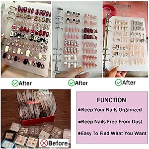 GUXACU Press On Nail Organizer 10 PCS Clear Empty Press On Nail Storage Press On Nail Packaging for Fake Nail Storage Nail Display Nail Salon Press On Nail Supplies Organizer with Nail Tape