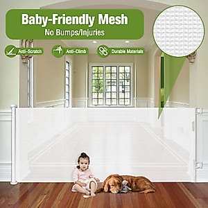 Extra Wide Baby Gate for Large Openings Retractable Baby Gates Indoor Outdoor Extra Long Baby Gate for Doorway Stair Gates for Kids or Pets Extra Large Dog Gate for Stairs