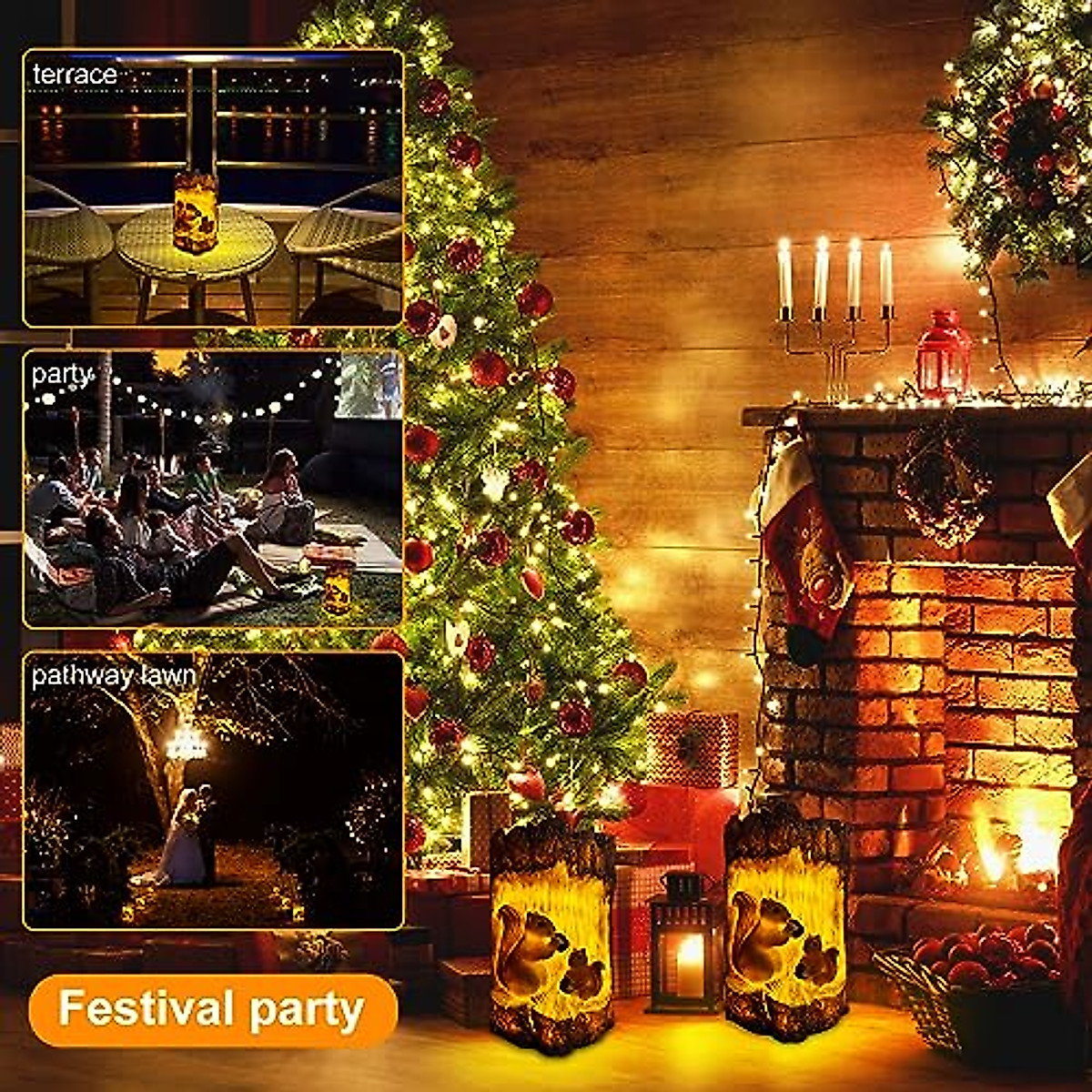 KagoLing Solar Garden Lights, Garden Decor Squirrel Lawn Ornaments Waterproof LED Tree Stump Garden Decorations Outdoor Decoration Landscape Lights for Garden,Patio,Backyard,Lawn,Pathway,Ground
