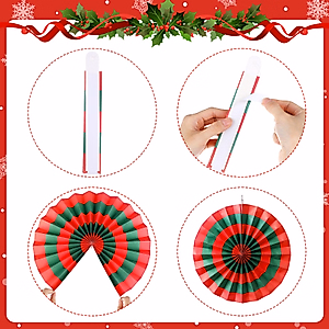 Outus Christmas Hanging Decorations Candy Paper Fans Peppermint Hanging Paper Fans Candy Cane Ceiling Wall Decor for Christmas Party Classroom Birthday Party(9 Pcs,Sweet)