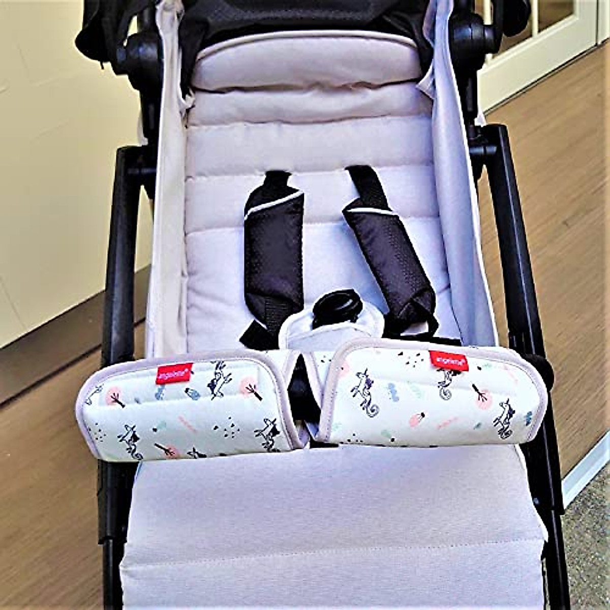 【angelette】Baby Carrier Reversible Sucking Pads/Car Seat Strap Covers/Stroller Belt Covers/Drool Pads/Teething Pads (Unicorn)