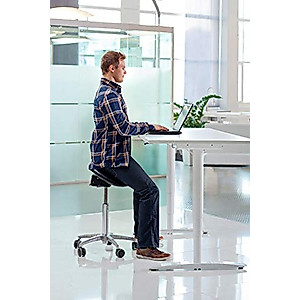 2xhome - Ergonomic Backless Rolling Saddle Stool Office Chair with Adjustable Height and Tilt, Black