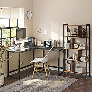 VASAGLE L-Shaped Computer Desk, Industrial Workstation for Home Office Study Writing and Gaming, Space-Saving, Easy Assembly, 55.1”D x 51.2”W, Black