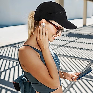 Geyoga Quick Dry Baseball Cap Mesh Sports Cap Workout Tennis Hat for Men Women Adults Outdoor Sports(Black and White,2 Pieces)