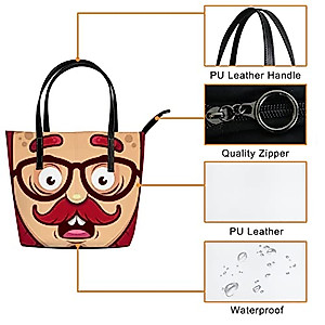 Fashionable women's handbag tote bag, Funny Cartoon Faceprinted shoulder bag is light and durable
