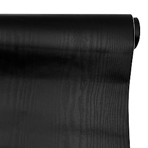 LovingWay 14.7 feet Wallpaper Roll Solid Color Shelf Liner 17.7x177 Inch Black Wood Grain Countertop Protective Paper Refresh Console Table Drawer Chest