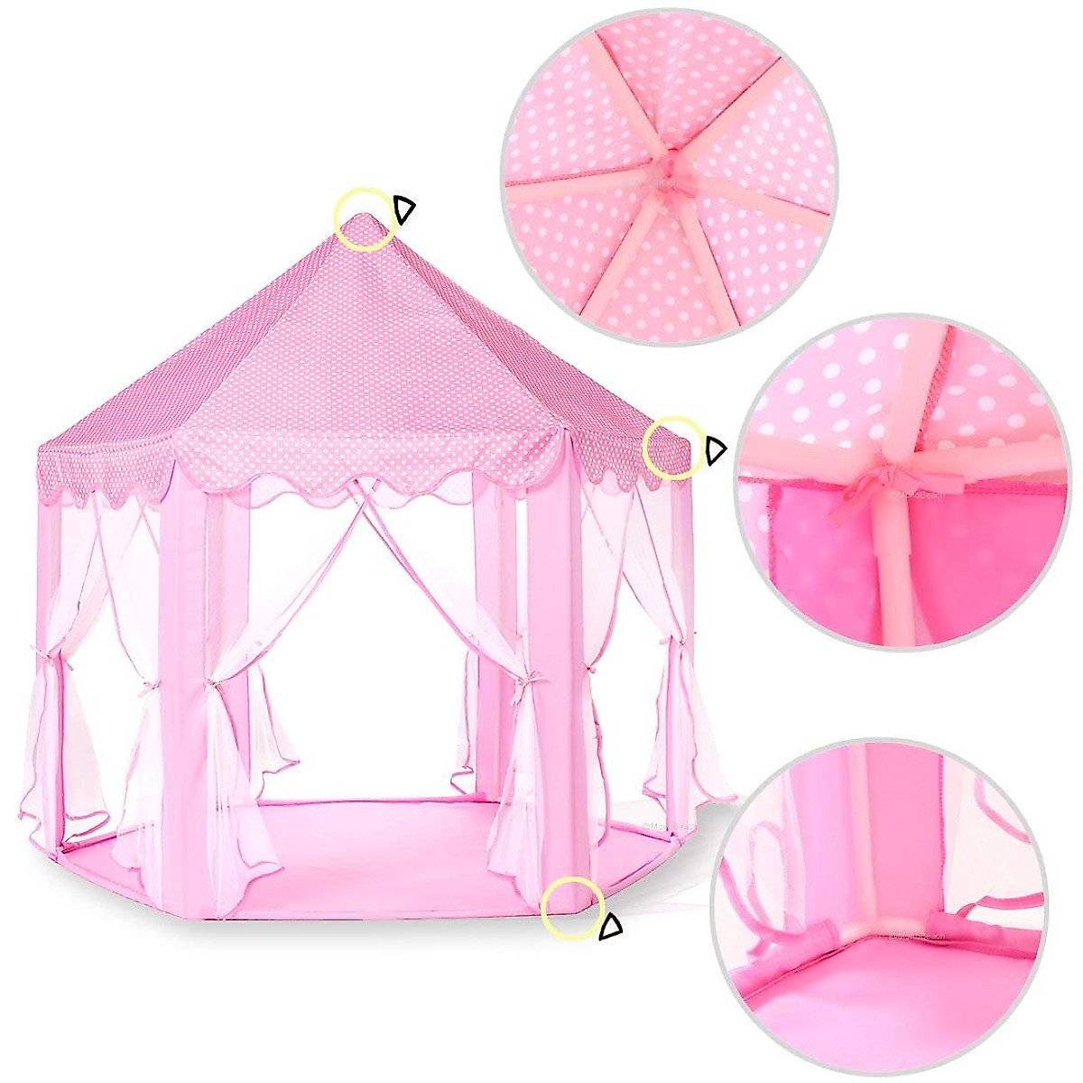 Senodeer Princess Castle Play Tent for Girls with Large Star Lights, Kids Toys Playhouse Gift Idea for Little Girls Indoor and Outdoor Games, Pink