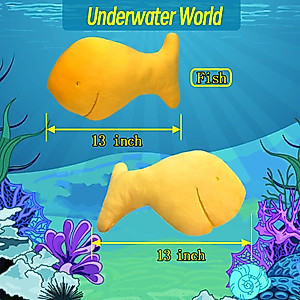 Isaacalyx Fish Chicken Nugget Plush, 13 inch Funny Gifts Gold Soft Fish Chicken Nuggets Pillow for Birthday Gifts, Theme Party Decorations (Fish)