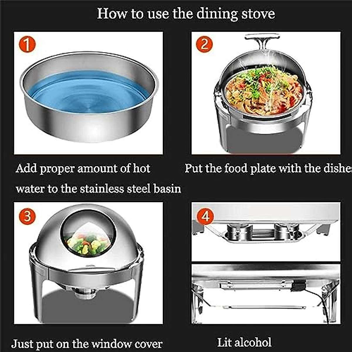 Chafing Dishes Chafing Dish Buffet Set, Food Warmers Server Warming Tray Round Rectangular Chafers, Stainless Steel Square Chafer, Round Food Warmer Chafing For Catering Warmer Chafer Set, Energy Effi