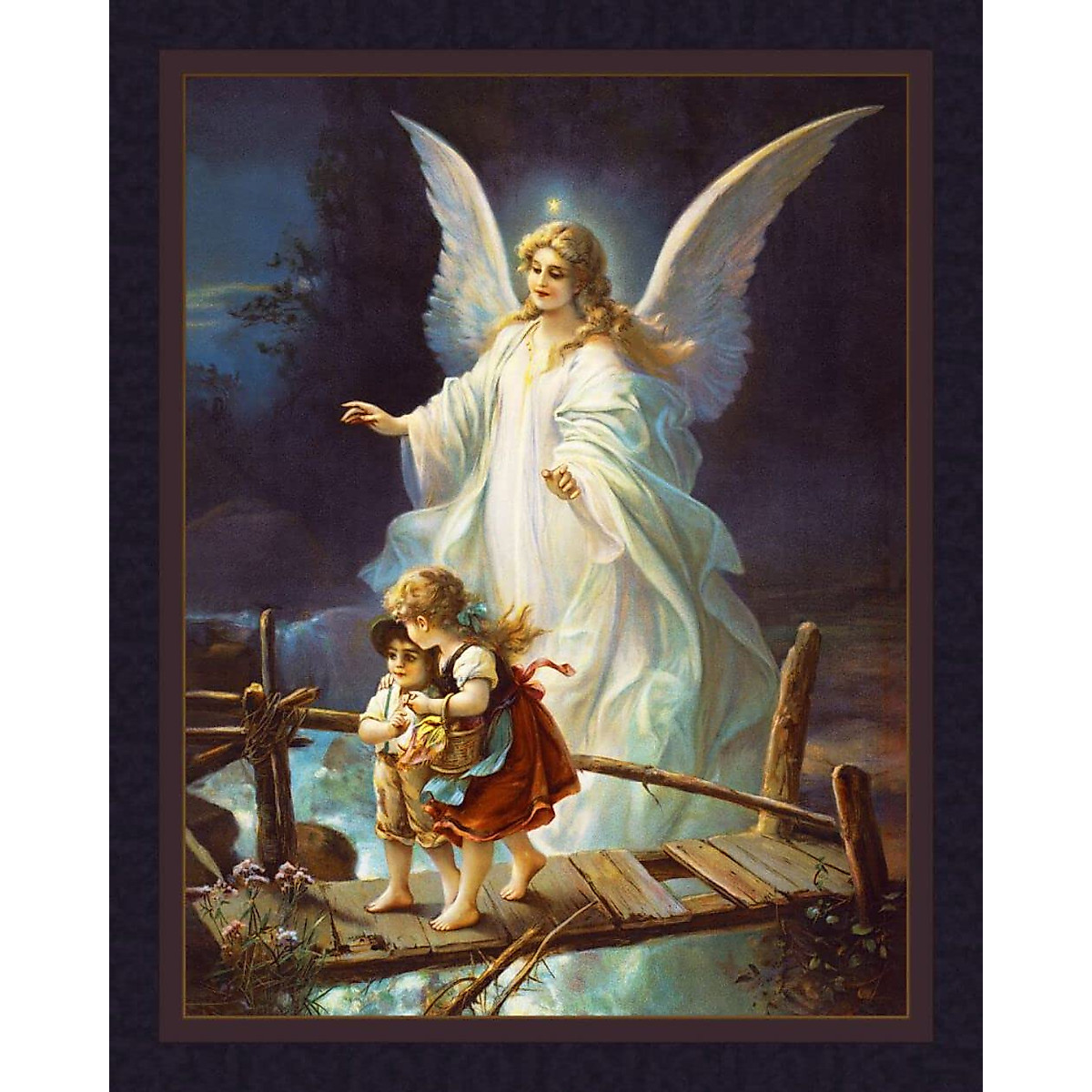Guardian Angel Digital Panel - 100% Cotton Fabric - Digitally Printed - 35" x 45" - Quilting - Wall Hanging