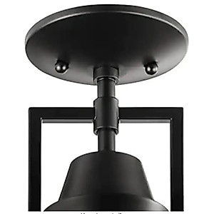 Hampton Bay Wilhelm 12 in. 1-Light Black Farmhouse Semi-Flush Mount Kitchen Ceiling Light Fixture