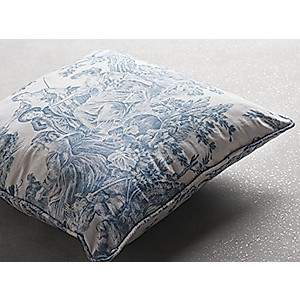 Maison d' Hermine Decorative Pillow Covers 100% Cotton Toile Washable Cushion Cover with Invisible Zipper for Home Decor, Sofa, Couch, Bedroom, The Miller - Denim - Spring/Summer (20"x20")