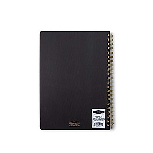 DesignWorks Ink A4-8.25" x 11.625" Black Textured Paper Notebook Journal with Gold Accents, Lined Pages, and Durable Spiral Binding for Work, Writing, Journaling