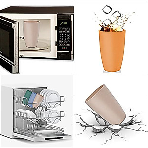 Wheat Straw Cups, 6PCS Reusable Plastic Cups 20 oz Unbreakable Drinking Glasses for Kitchen Dishwasher Safe Water Tumbler Set