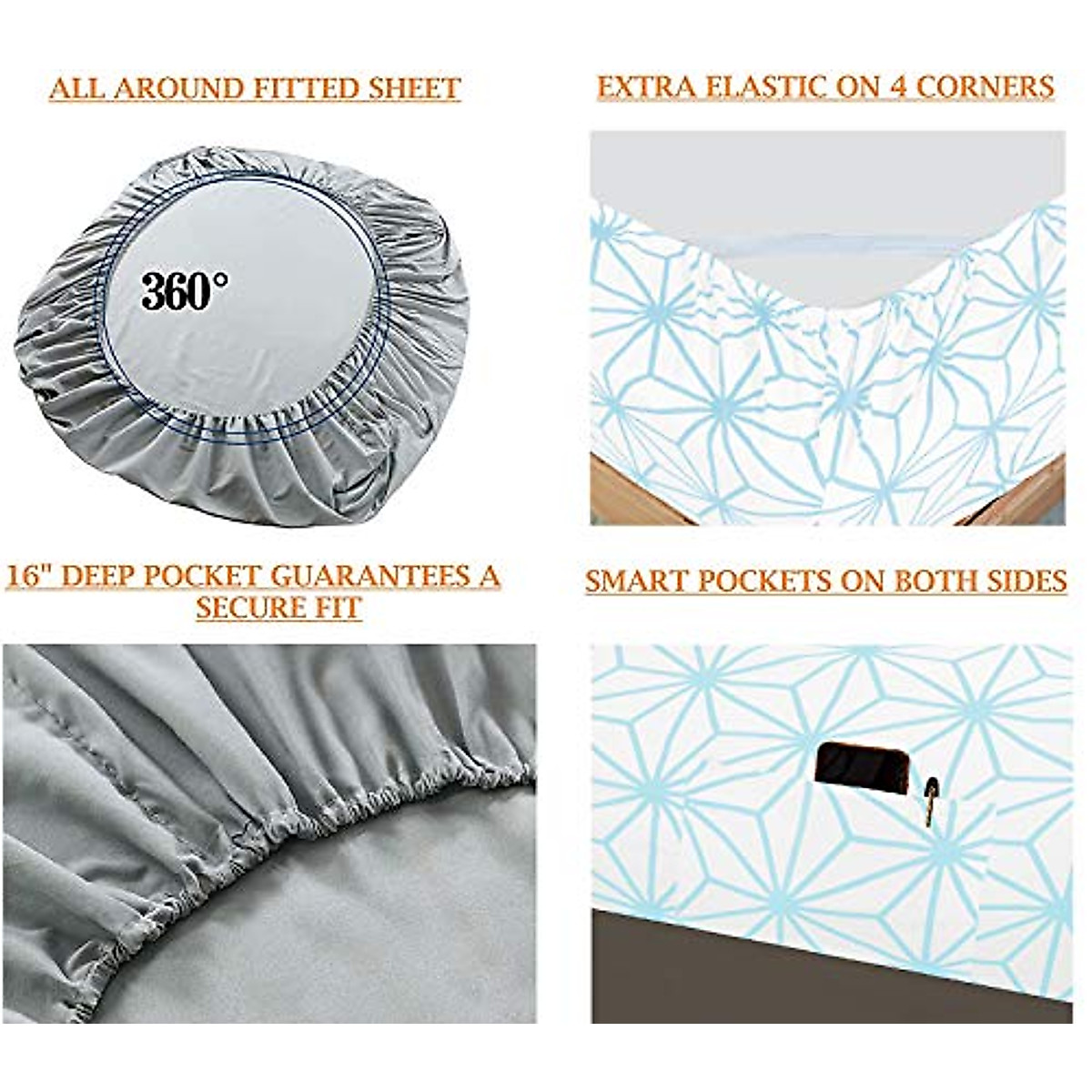 Elegant Comfort Luxury Soft Bed Sheets Cube Pattern 1500 Thread Count Percale Egyptian Quality Softness Wrinkle and Fade Resistant (4-Piece) Bedding Set, Twin/Twin XL, Aqua