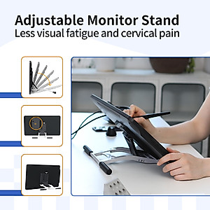 Drawing Tablet with Screen GAOMON PD1561 Drawing Monitor Art Tablet with Adjustable Stand, 10 Shortcut Keys, Tilt Support, Battery-Free Pen, 15.6-inch Graphics Tablet for Mac, Windows PC