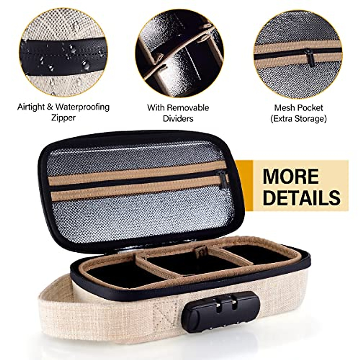 LAYAONE Smell Proof Bag | Smell Proof Stash Box with Combination Lock | Portable Travel Storage Case for Your Accessories | Gift for Men/Women (Regular)