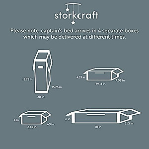 Storkcraft Marco Island Full Captain's Bed Full Twin Sized with Trundle, Bunk Bed Alternative, Great for Sleepovers, Underbed Storage/Organization, White