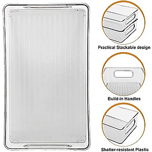 MLTS Fridge organizer | Stackable Storage Bins Clear Plastic Pantry Rack Refrigerator Kitchen Cabinet Frozen pod dividers Mini can holder Food Safe Multiple Use Pack of 2