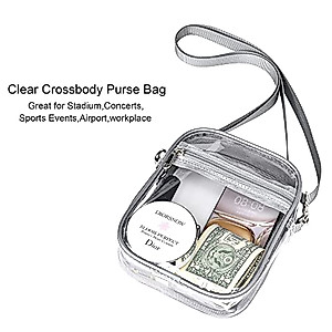 gdbis Clear Crossbody Bag, Stadium Approved Clear Purse Bag for Concerts Sports Events, Grey
