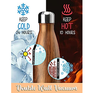 Onebttl Baseball Gifts for Boys and Girls, 17oz Stainless Steel Water Bottle, Wooden - Baseball is My Favourite Season