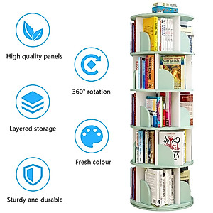 bookcases Rotating Bookshelf 360° Shelf Flooring Picture Book Shelf Multi-Level Book Organiser Book Storage Green (Size : 40 * 191cm)