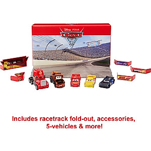 Mattel Disney and Pixar Cars Vehicle Set of 4 Collectible Character Toy Cars & 1 Mack Truck Inspired by the Florida 500 Piston Cup Race