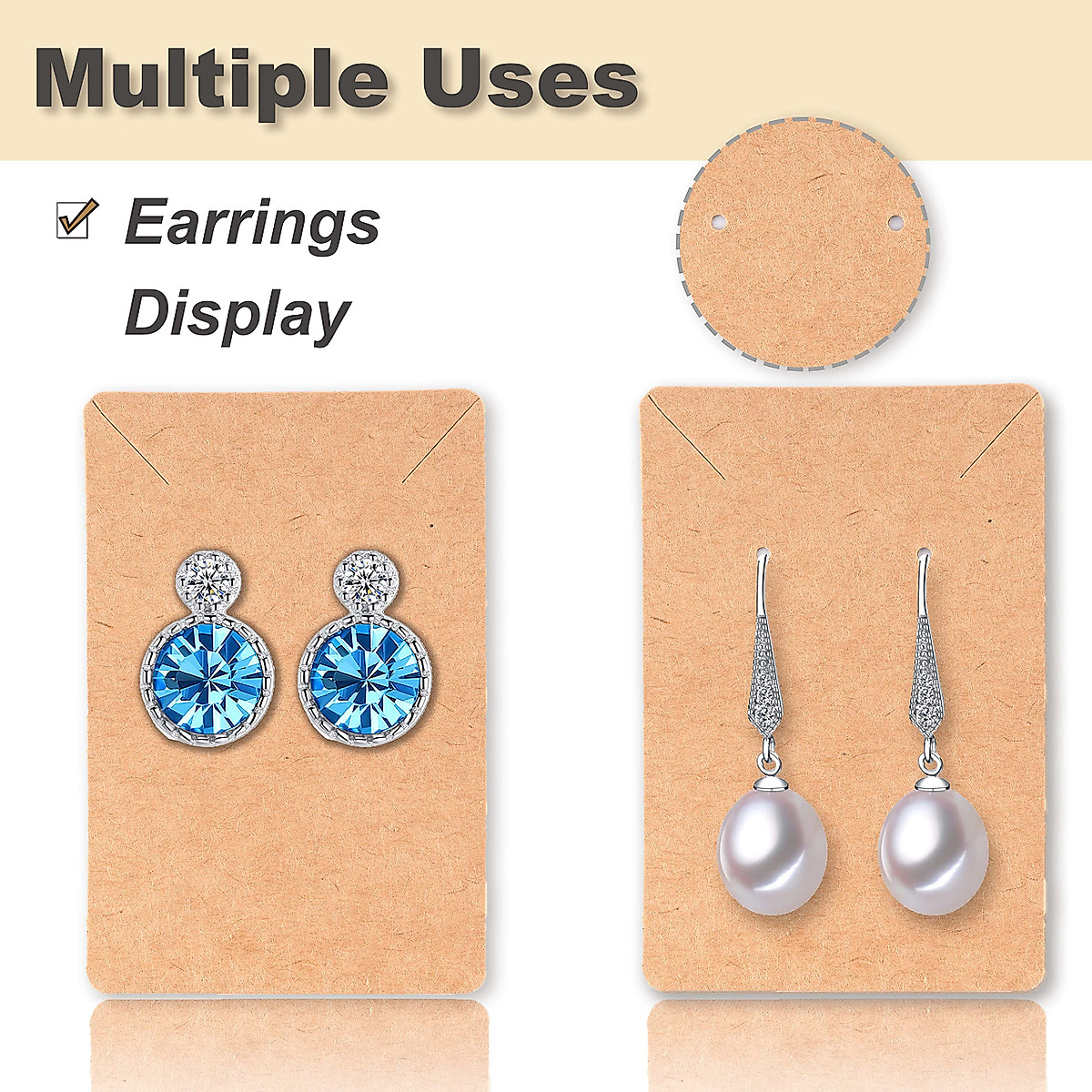 Earring Cards for Selling Including 120 Pcs Earring Holder Cards, 120 Earring Packaging and 240 Pcs Earring Backs, for Earrings/Necklace/Jewelry Display, Jewelry Packaging 3.5x2.4 Inches (Brown)