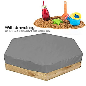 Hztyyier Sand Pit Cover Hexagonal Design Garden Sunblock Shade Cloth Cover for Household Bathing Pool Courtyard Yard (Gray)