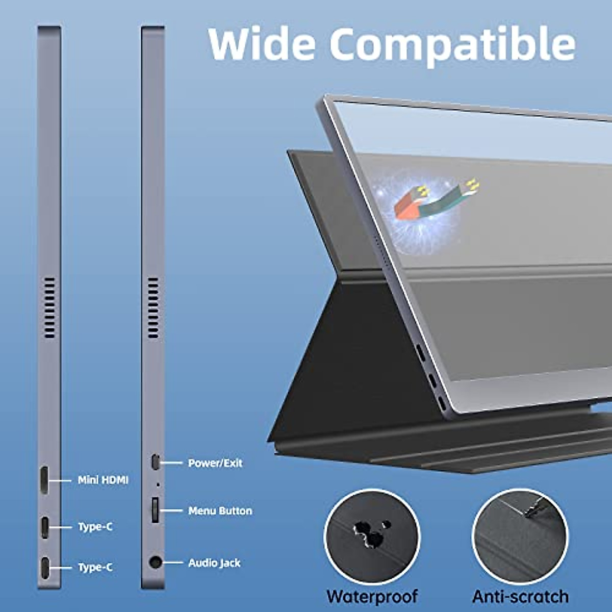 Upperizon Portable Monitor Bundle [15.6inch 4K & 16inch 2.5K] HDR IPS USB-C Travel Monitor Dual USB-C Mini HDMI Portable Display for MacBook Laptop PC Surface Xbox Switch PS5