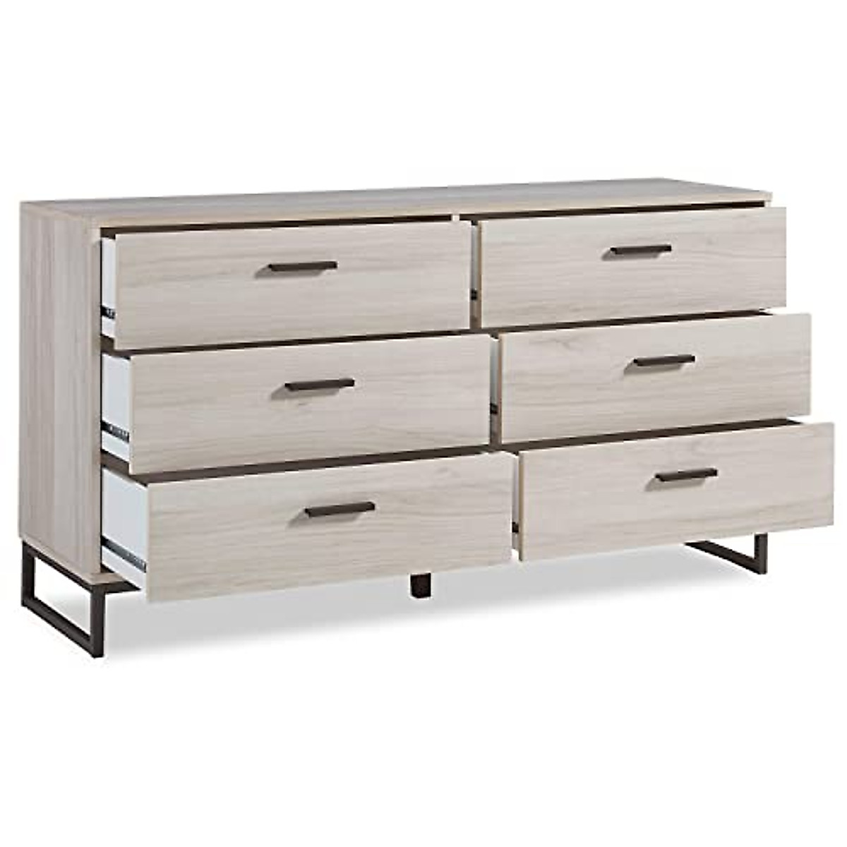 Signature Design by Ashley Socalle Modern Industrial 6 Drawer 54" Dresser, Natural Beige