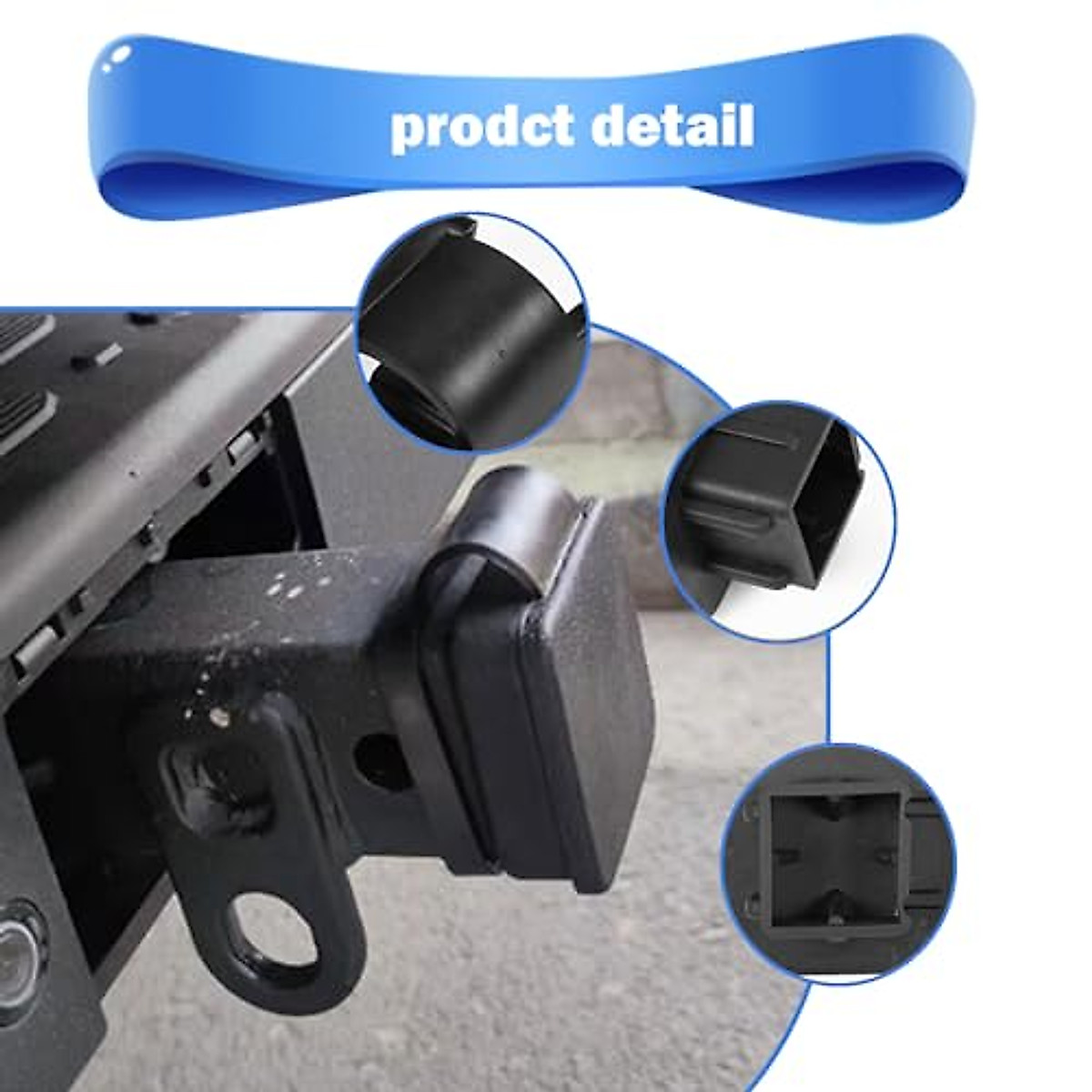 Crynod 2 PCS Car Towing Cover, 2" x 2" Receiver Hook Square Plug ABS Dustproof and Waterproof Protector with Hook, Tube Plug Insert Tow Cover, Universal Exterior Accessories for Most Cars (Black)