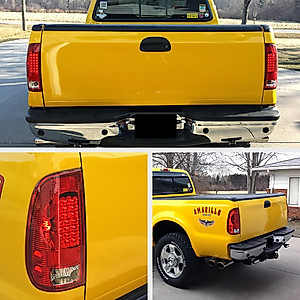 VIPMOTOZ LED Tail Light Lamp Assembly For 1997-2003 Ford F150 & 1999-2007 Ford Superduty F250 F350 Pickup Truck - Rosso Red Lens, Driver and Passenger Side