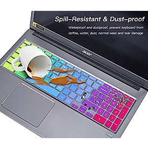 Colorful Keyboard Cover Skin for Acer Chromebook 15 315 CB315 715 CB715 15.6 inch Chromebook with Numeric Keypad, Acer Chromebook 317 CB317 17.3" Keyboard Skin Protector, Rainbow