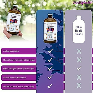 LIQUIDHEALTH 32 Fl Oz Calcium and Magnesium Liquid Supplement Joint and Bones Tissue Support, Citrate Vegetarian Natural Non GMO, Vitamin D3