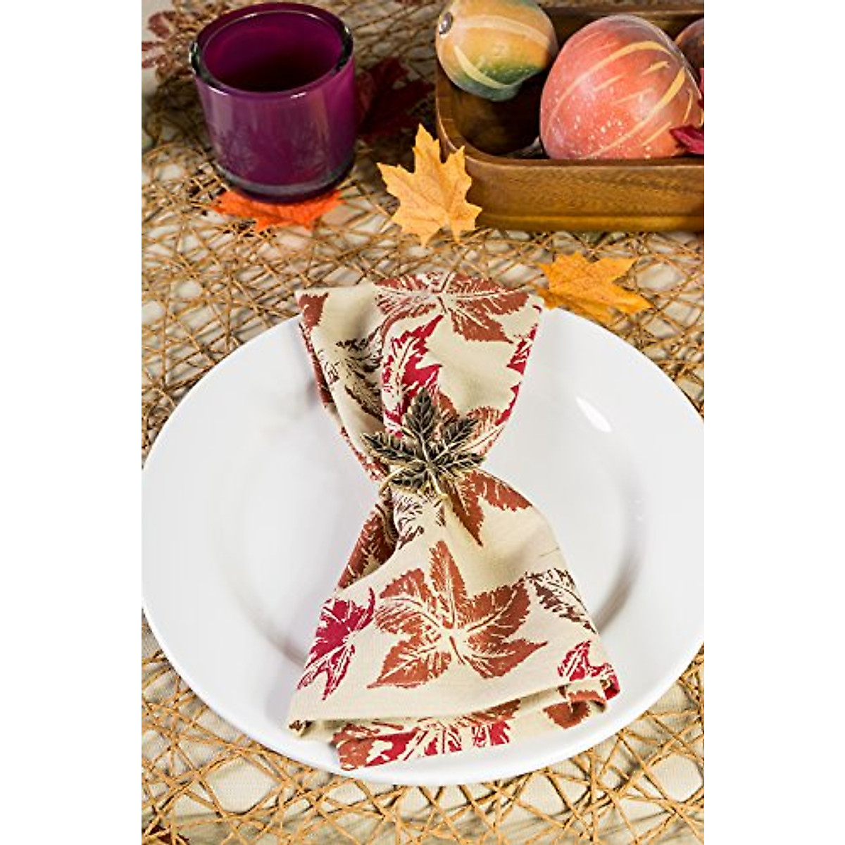 DII Rustic Autumn Leaves Kitchen Collection Thanksgiving & Fall Table Décor, Napkin Set, 20x20, 6 Piece